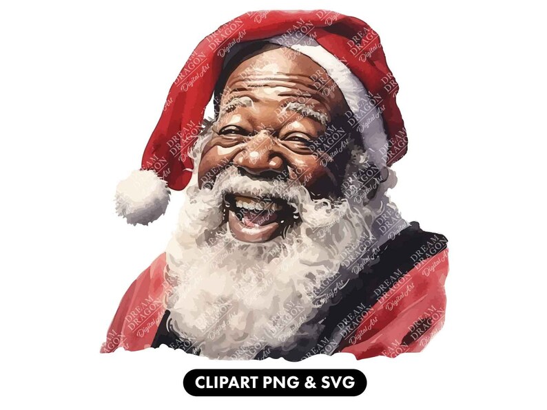 Black Santa Laughing, Illustration SVG File, Black Christmas Clipart ...