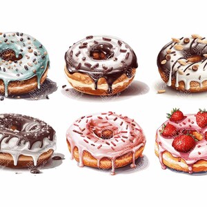 Donut Clipart Bundle, Dessert Clipart SVG, Food Illustration Clipart ...