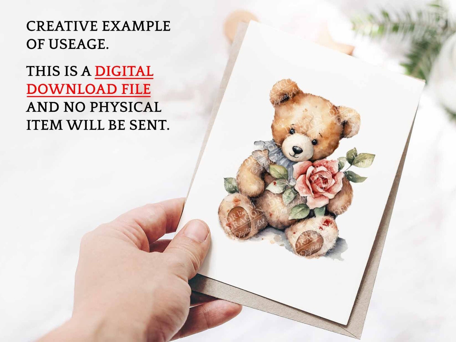 Cute Watercolor Teddy Bears, Mother Day Card, Valentines Day Card ...