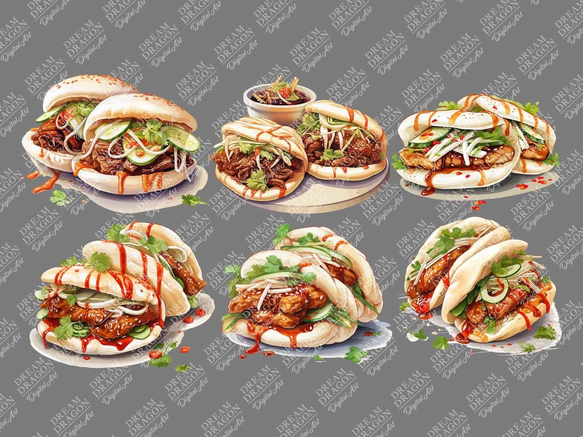 Bao Clipart Asian Food Clipart SVG Asian Food Takeaway Food - Etsy