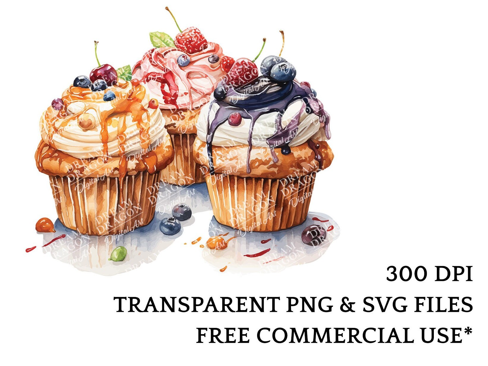 Muffins With Icing Clipart, Bakery Clipart, Dessert Clipart SVG, Food ...