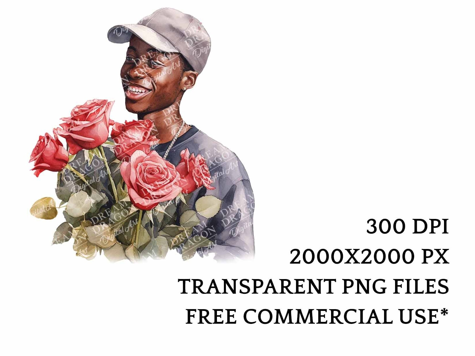 Flower Power Men, Black Men Clipart, Card Making, Digital Sticker ...