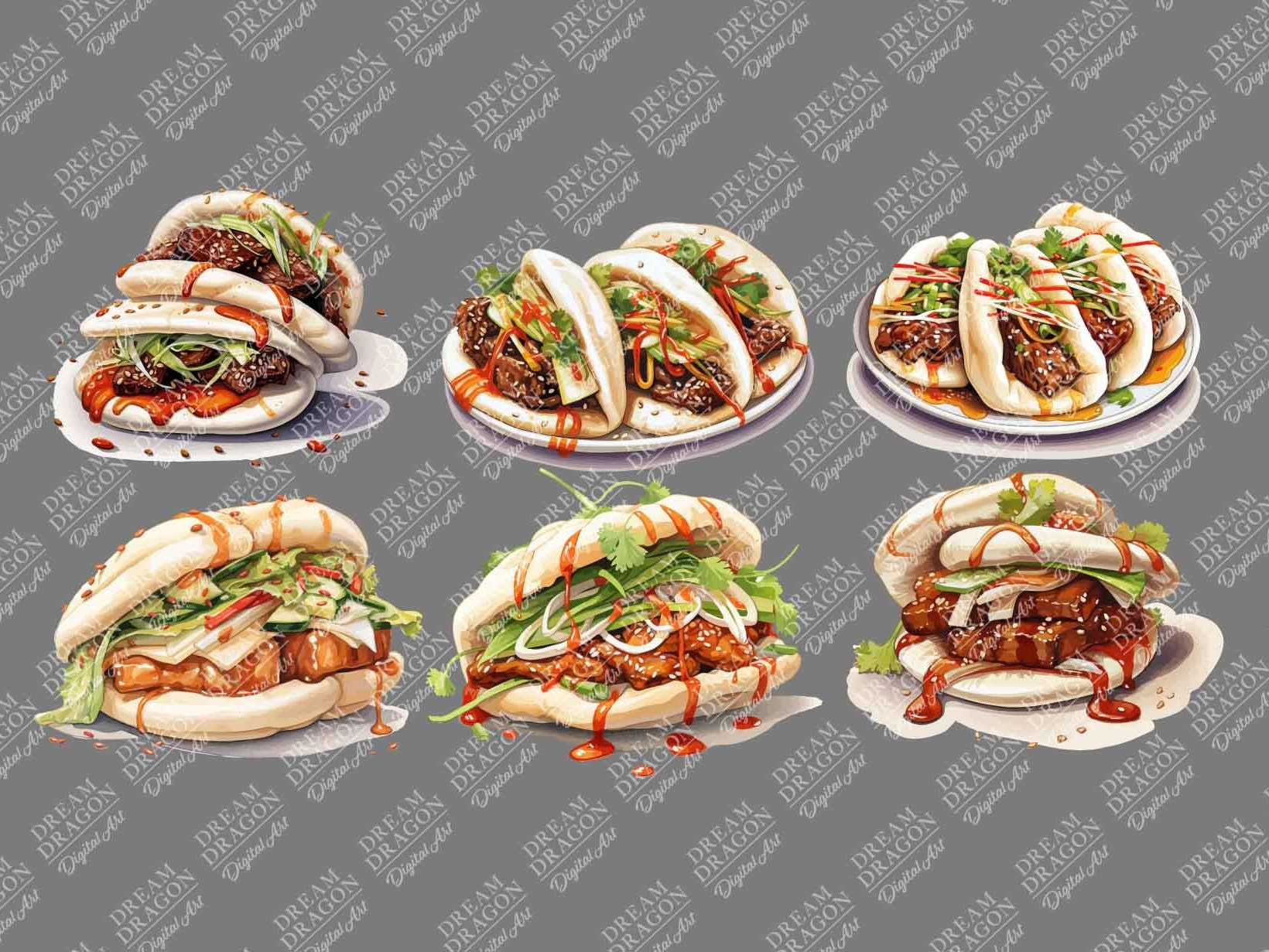 Bao Clipart Asian Food Clipart SVG Asian Food Takeaway Food - Etsy