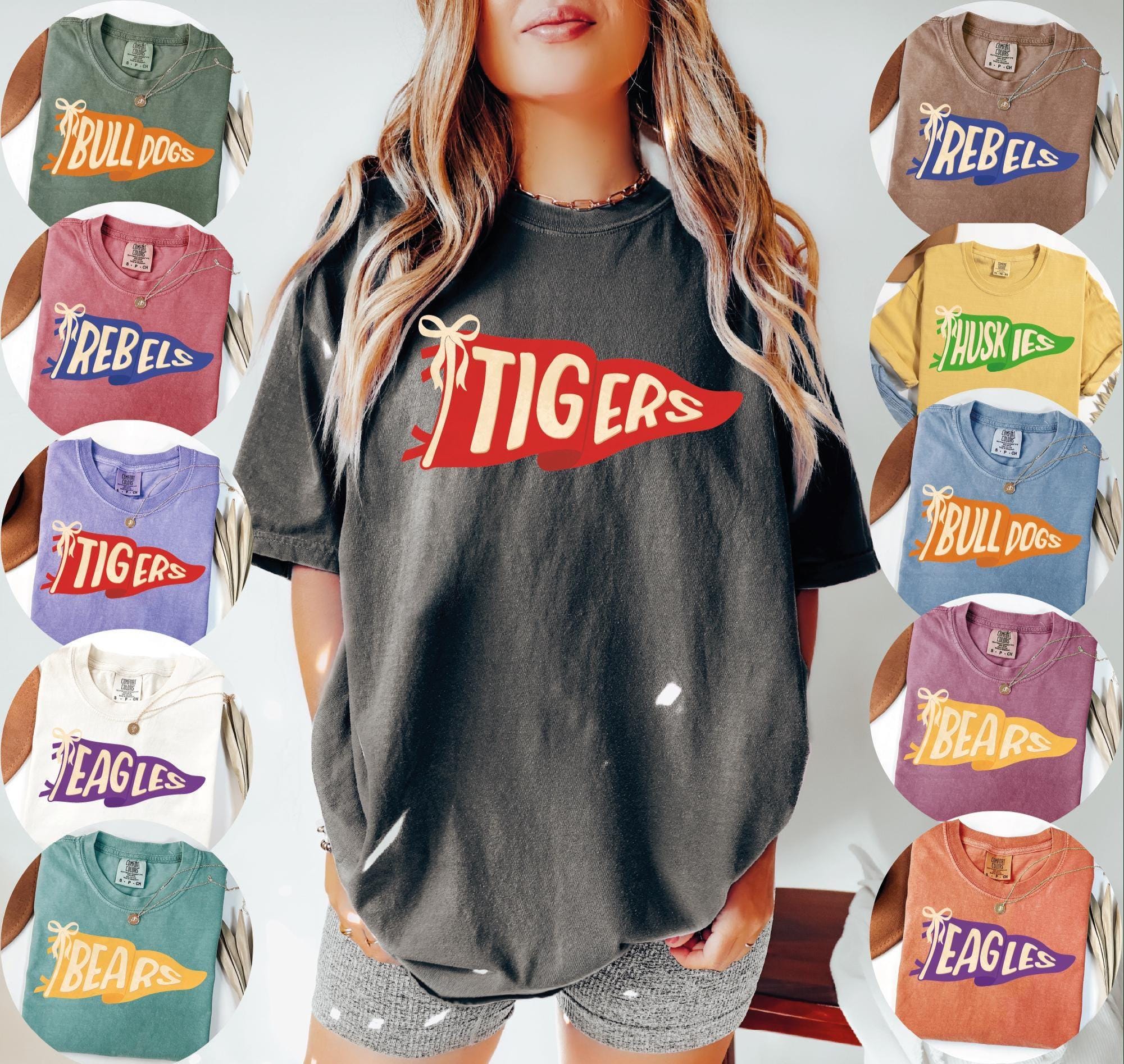 Comfort Colors® Custom Watercolor Pennants Flag Mascot Shirt, Cheer ...