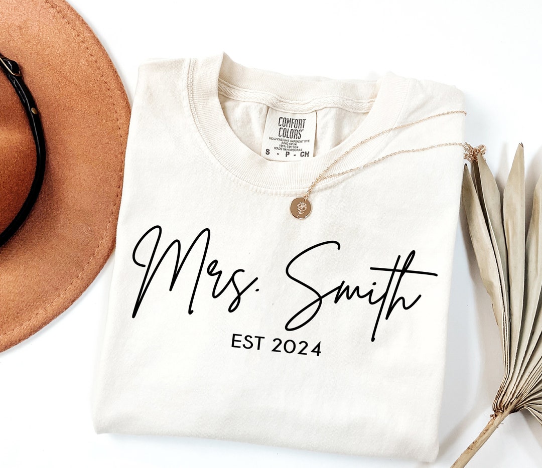 Comfort Colors® Custom Mrs Shirt, Mrs Last Name Shirt, Bride ...
