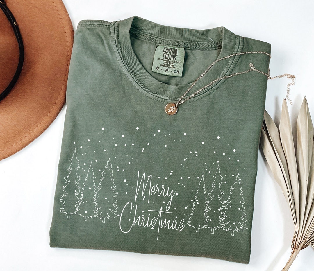 Comfort Colors® Merry Christmas Tree Shirt, Merry & Bright Christmas ...