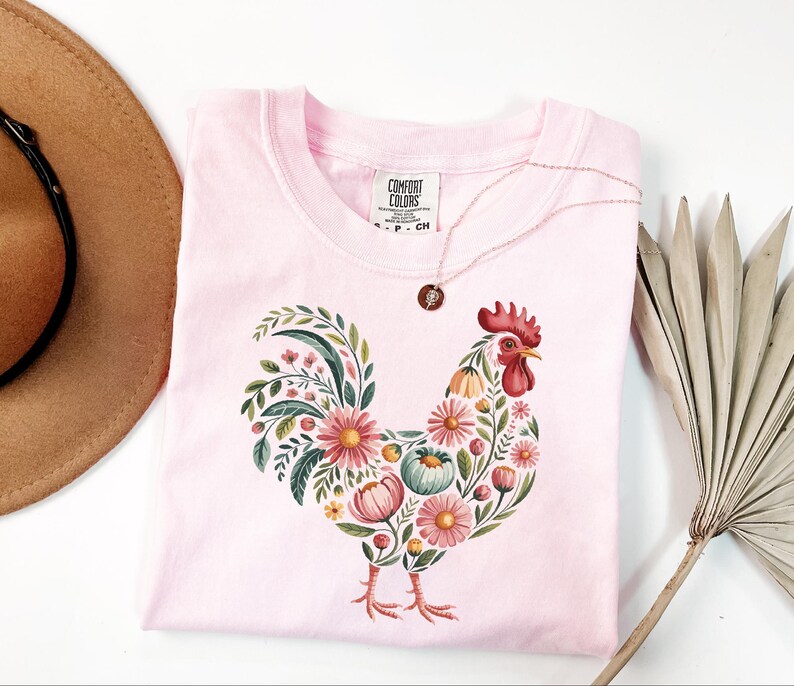 Comfort Colors® Valentines Floral Chicken Long Sleeve, Valentine Farm ...