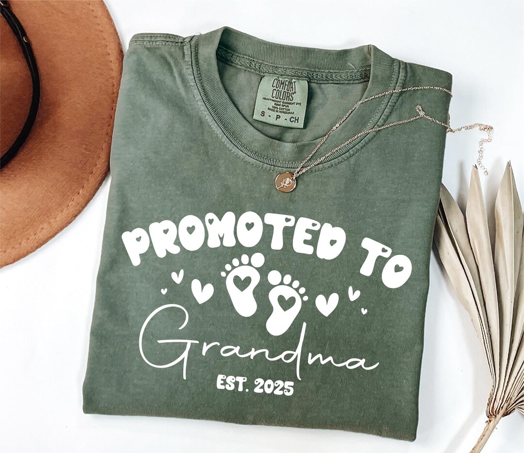 Comfort Colors® Personalize Est Grandma Shirt, Promoted to Grandma ...