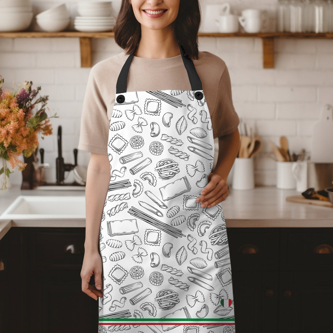 White Pasta Apron, Italian Pasta Apron, Italian Apron, Housewarming ...