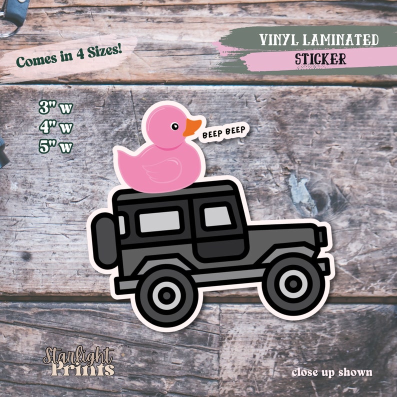 Jeep Duck Sticker, Rubber Duckie Car Decal, Waterproof, Funny Decal for ...