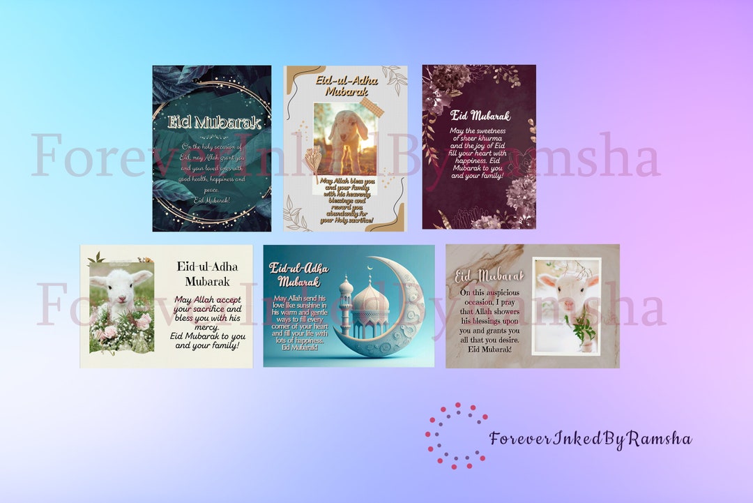 Set of 6 Digital Eid Cards - Etsy