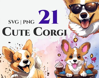 Corgi Cute Puppy Dog Clipart Digital Illustration, Printable PNG ...