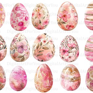 Pink Easter Eggs Clipart 25pc PNG & SVG | Pastel Easter Clipart ...