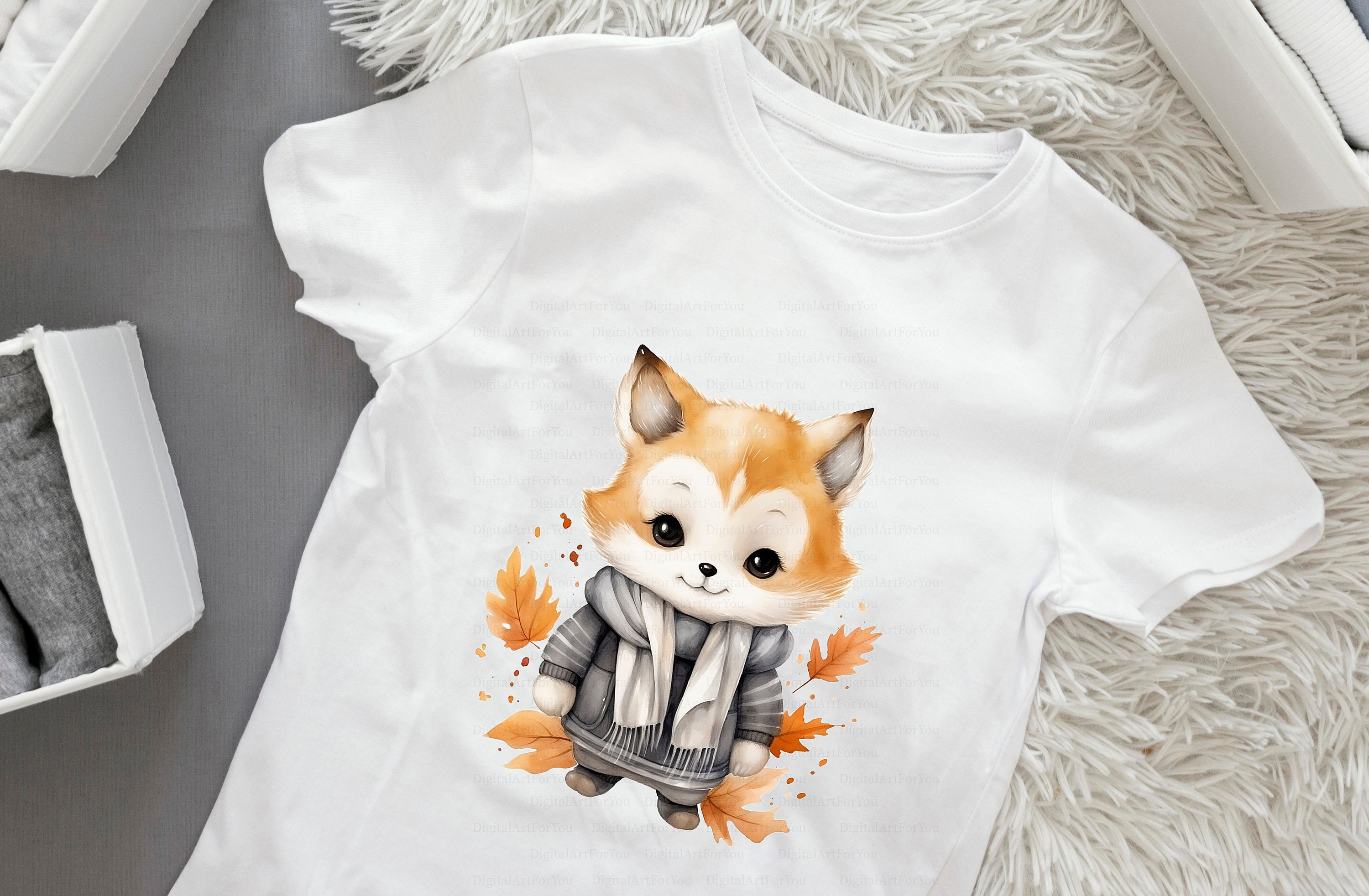 Fall Baby Animals in Leaves 25pc PNG & SVG | Baby Animals Clipart ...