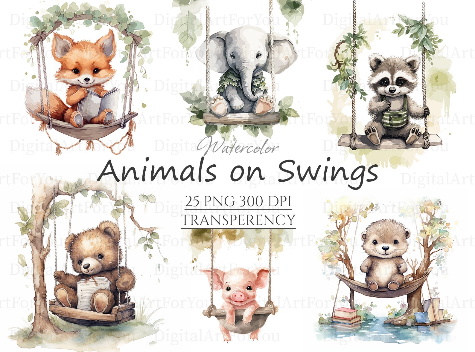 Baby Animals on Swings 25pc PNG JPEG & SVG Clipart Baby - Etsy Canada