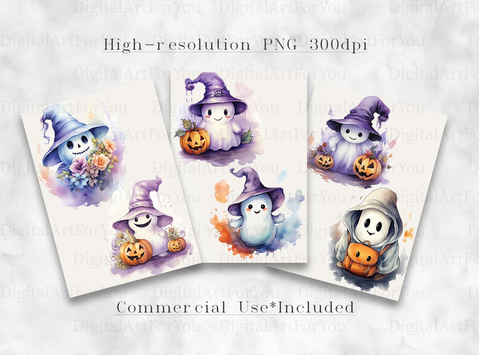 Cute Ghost 25pc Watercolor PNG Halloween PNG Ghost Clipart Spooky ...