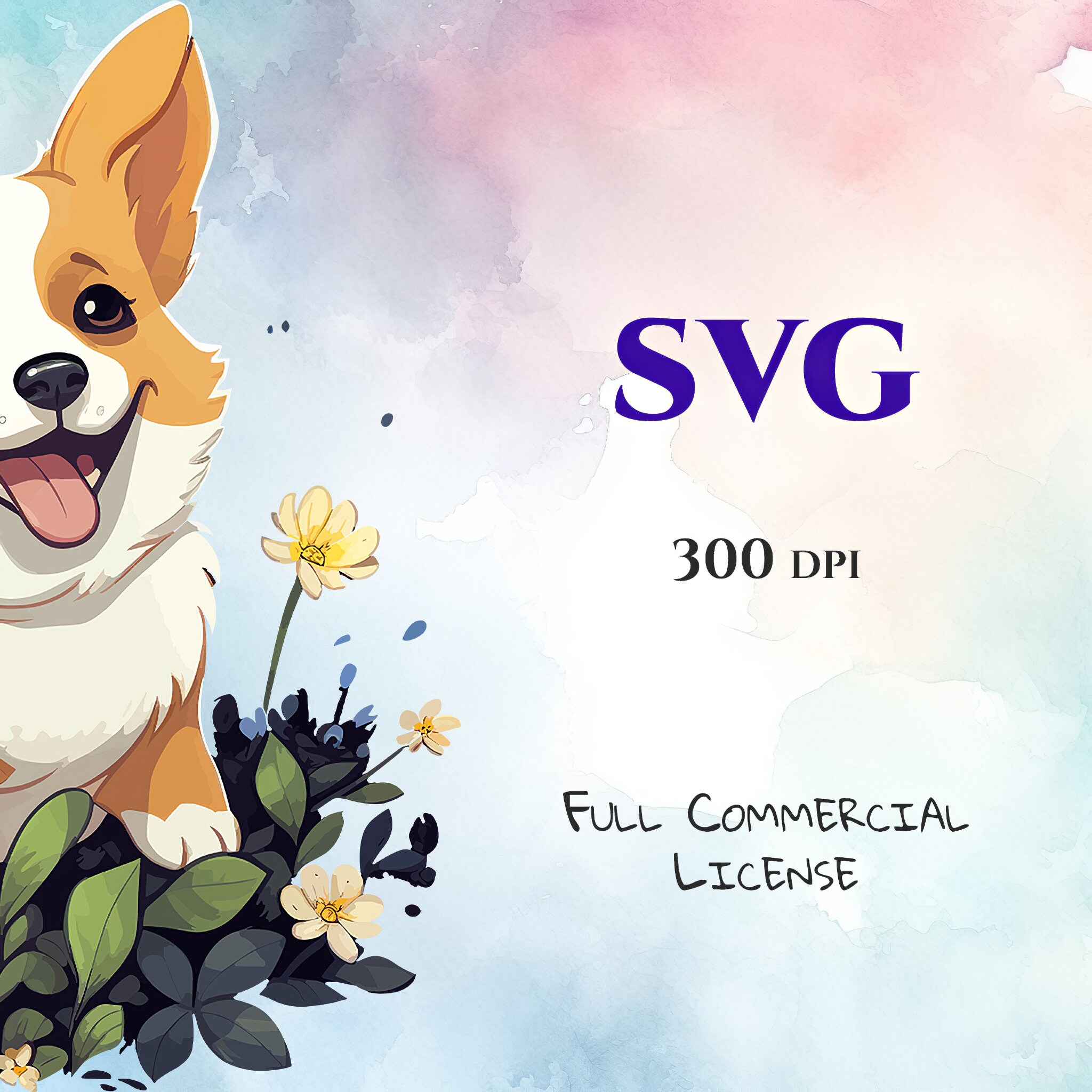 Corgi Cute Puppy Dog Clipart Digital Illustration, Printable PNG ...