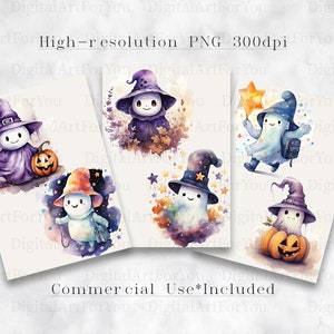 Cute Ghost 25pc Watercolor PNG Halloween PNG Ghost Clipart Spooky ...