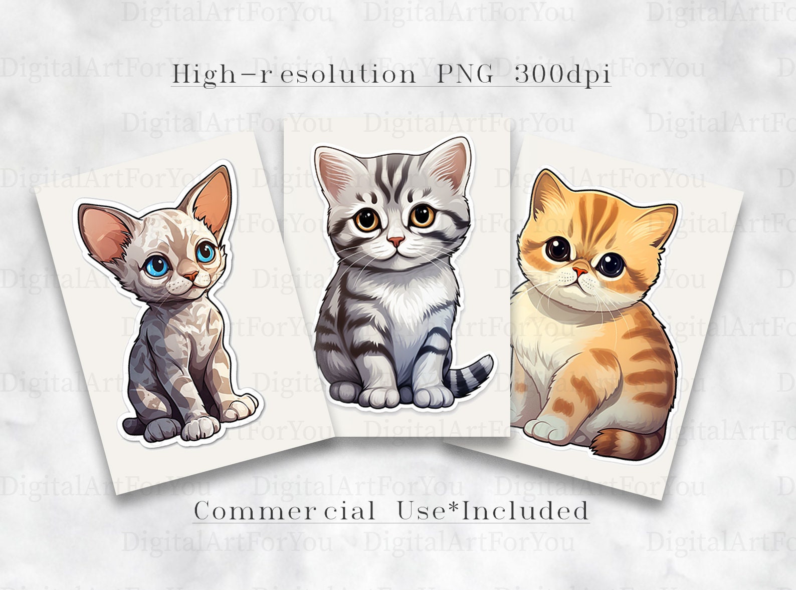 Cute Cat Clipart 25pc PNG & SVG Cats Breeds card Making - Etsy
