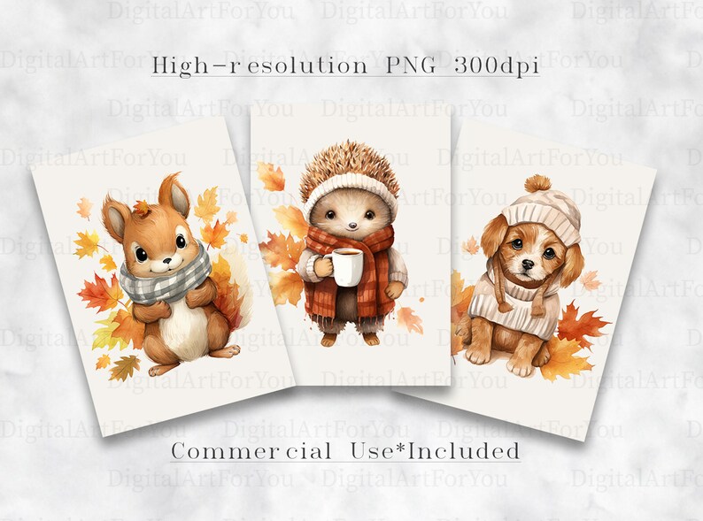 Fall Baby Animals in Leaves 25pc PNG & SVG | Baby Animals Clipart ...
