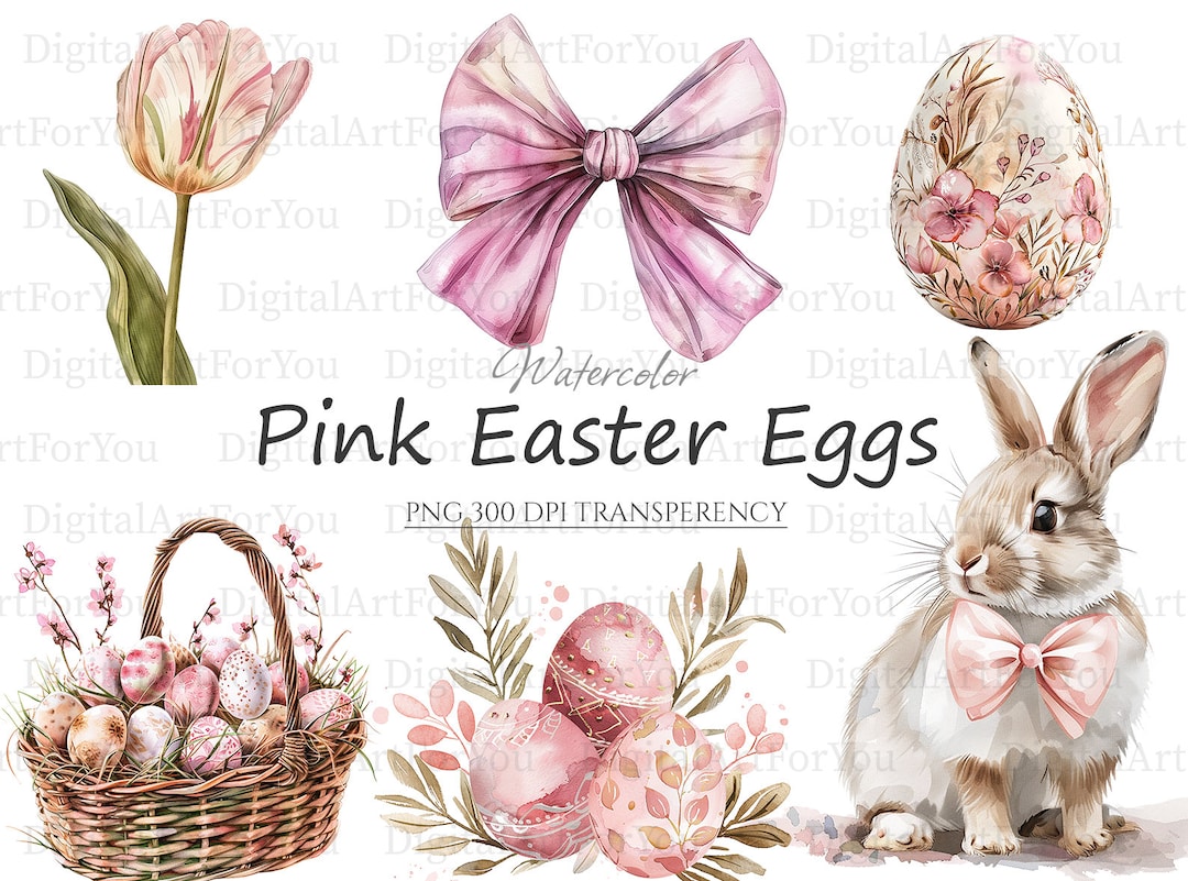 Pink Easter Eggs Clipart 25pc PNG & SVG | Pastel Easter Clipart ...