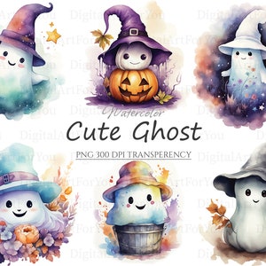 Cute Ghost 25pc Watercolor PNG Halloween PNG Ghost Clipart Spooky ...