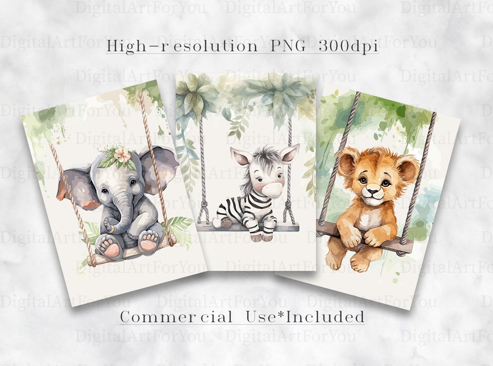 Baby Animals on Swings 25pc PNG & SVG Safari Animals Clipart - Etsy UK
