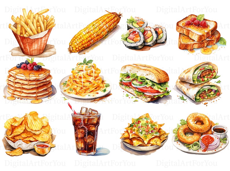 Fast Food Clipart 25pc PNG & SVG Street Food Clipart Transparent ...