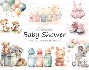 Watercolor Clipart Baby Shower, Baby Monthly Milestone Clip Arts ...
