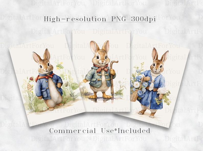Beatrix Potter Style PNG & SVG Clipart Baby Shower Birthday Nursery ...