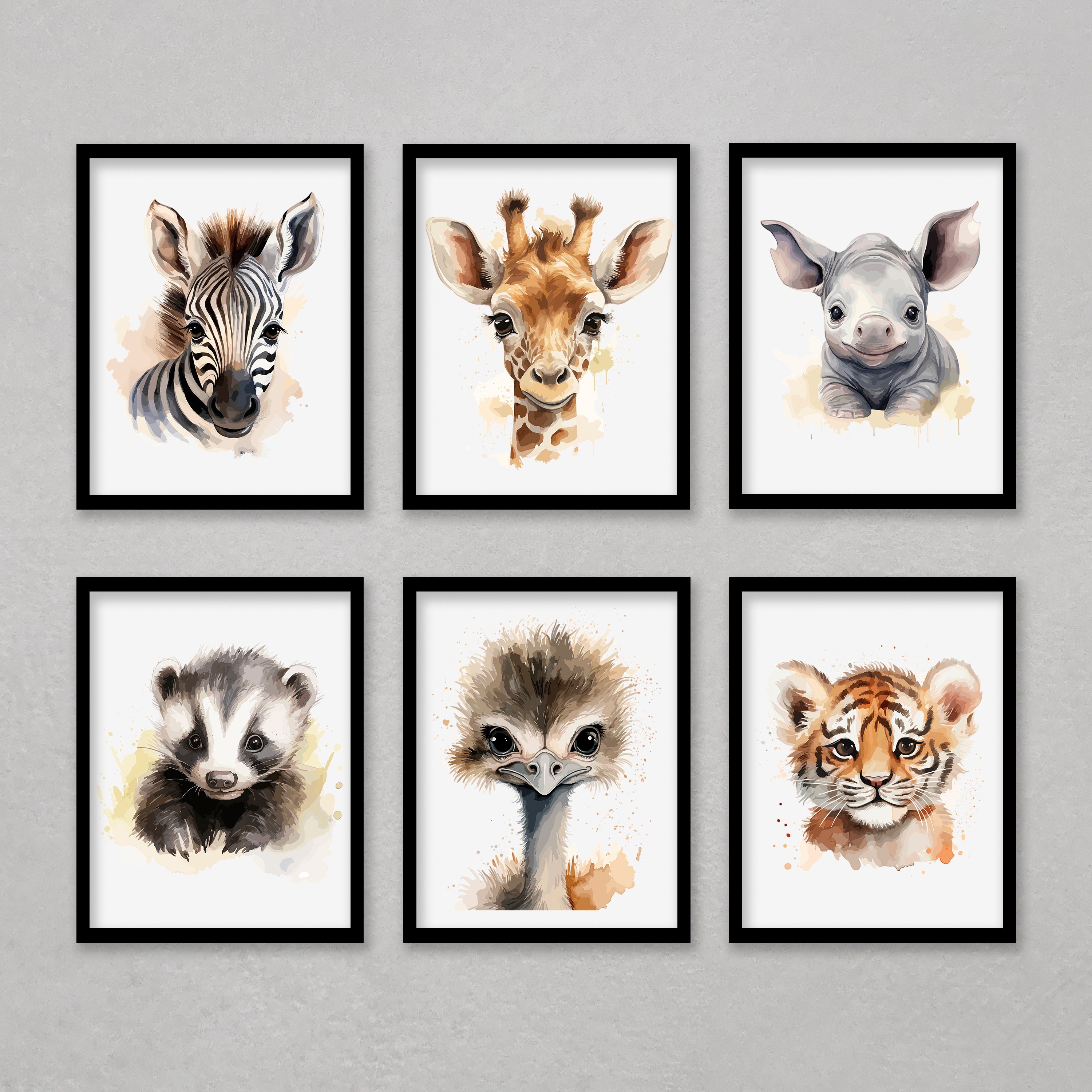 20 Safari Baby Animals Watercolor Clipart PNG Digital - Etsy Australia