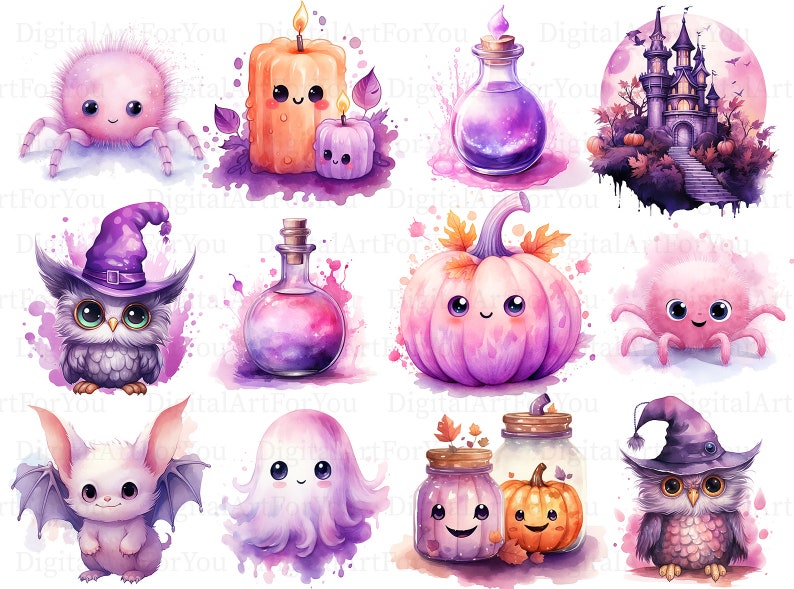 Cute Pastel Halloween Clipart 25pc PNG & SVG Pumpkin PNG - Etsy