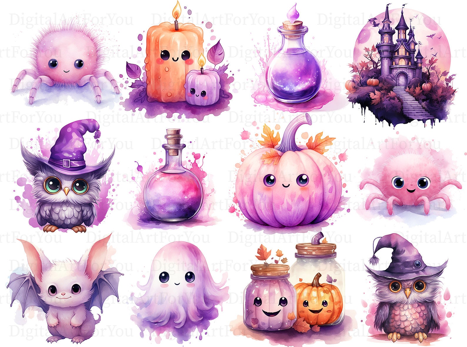 Cute Pastel Halloween Clipart 25pc PNG & SVG Pumpkin PNG - Etsy