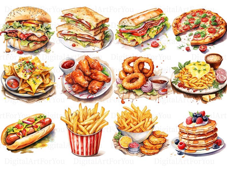 Fast Food Clipart 25pc PNG & SVG Street Food Clipart Transparent ...