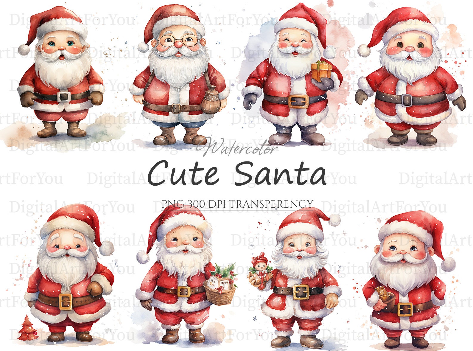 Cute Santa Claus Clipart 25pc PNG & SVG Scandi Santa Claus - Etsy