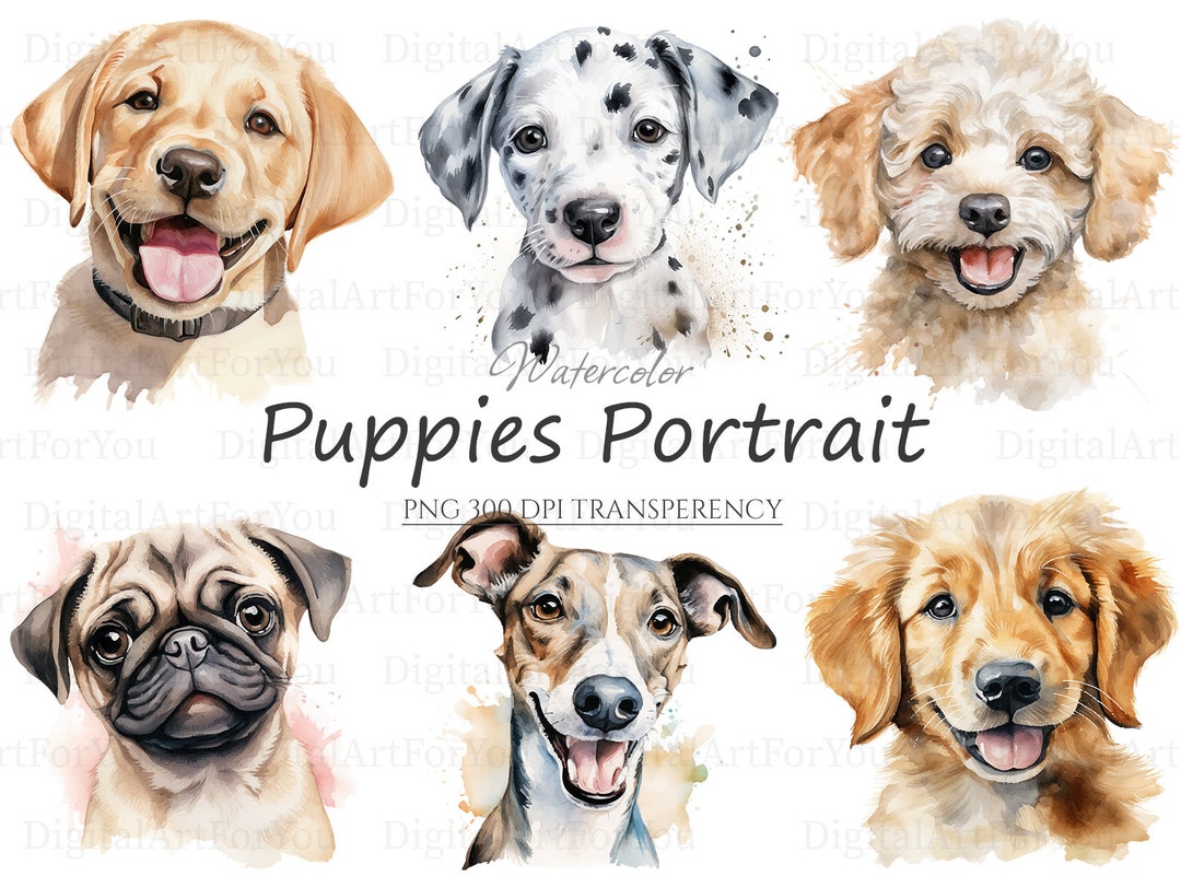 Dog 20pc PNG Watercolor Clipart Cute Breeds Puppies Bundle - Etsy