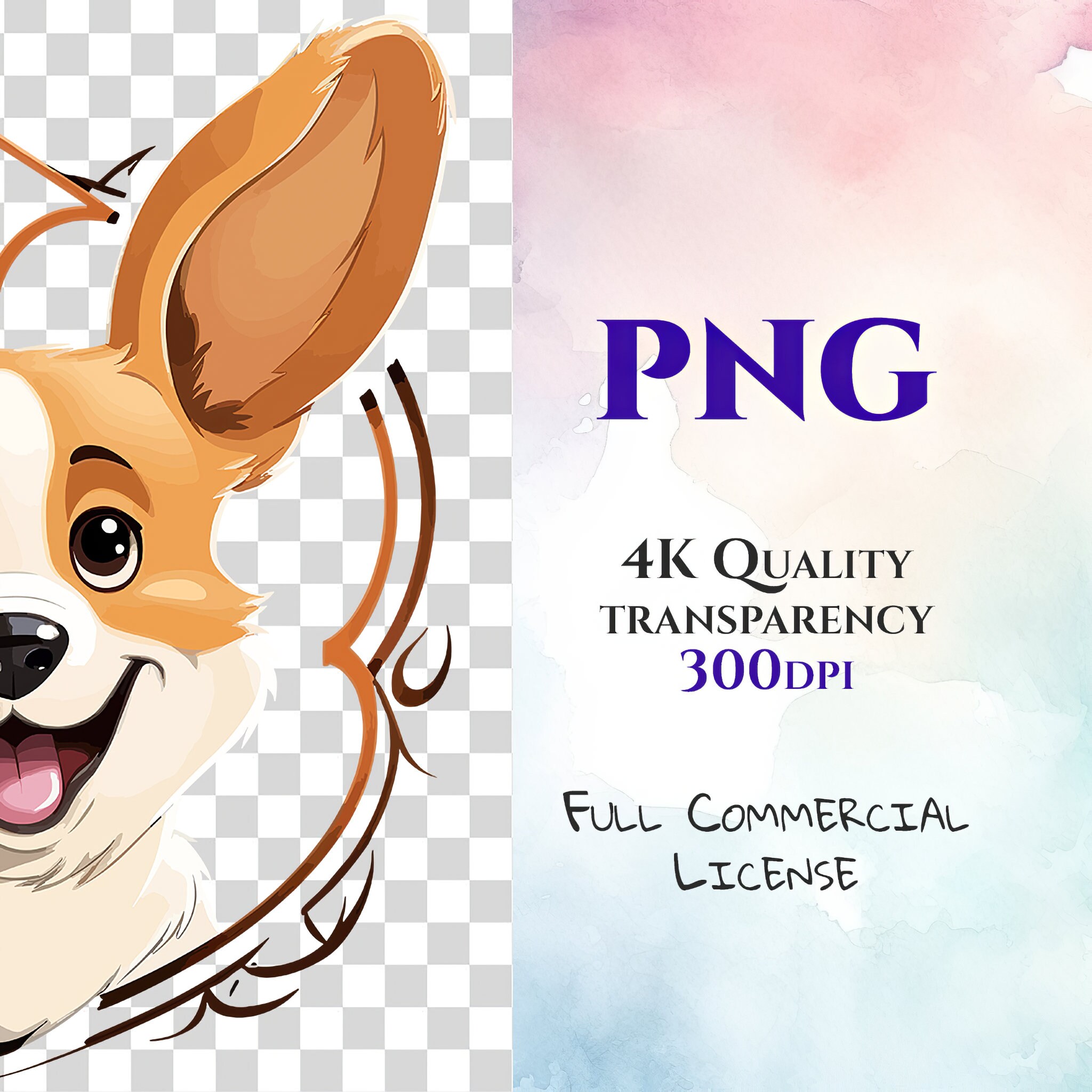 Corgi Cute Puppy Dog Clipart Digital Illustration, Printable PNG ...