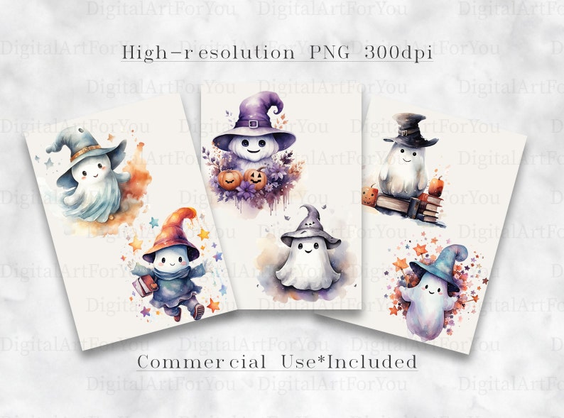 Cute Ghost 25pc Watercolor PNG Halloween PNG Ghost Clipart Spooky ...