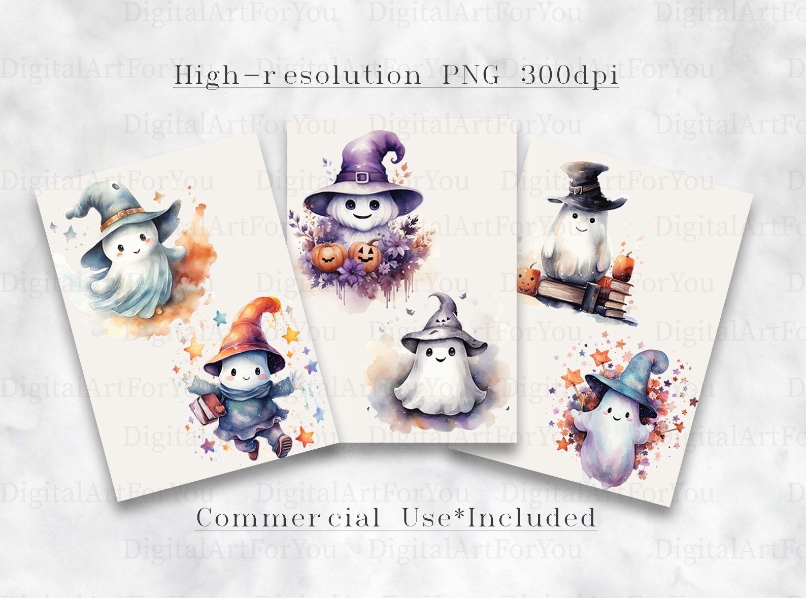 Cute Ghost 25pc Watercolor PNG Halloween PNG Ghost Clipart Spooky ...