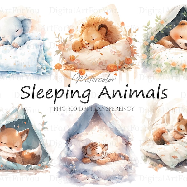 Sleeping Animals Clipart - Etsy