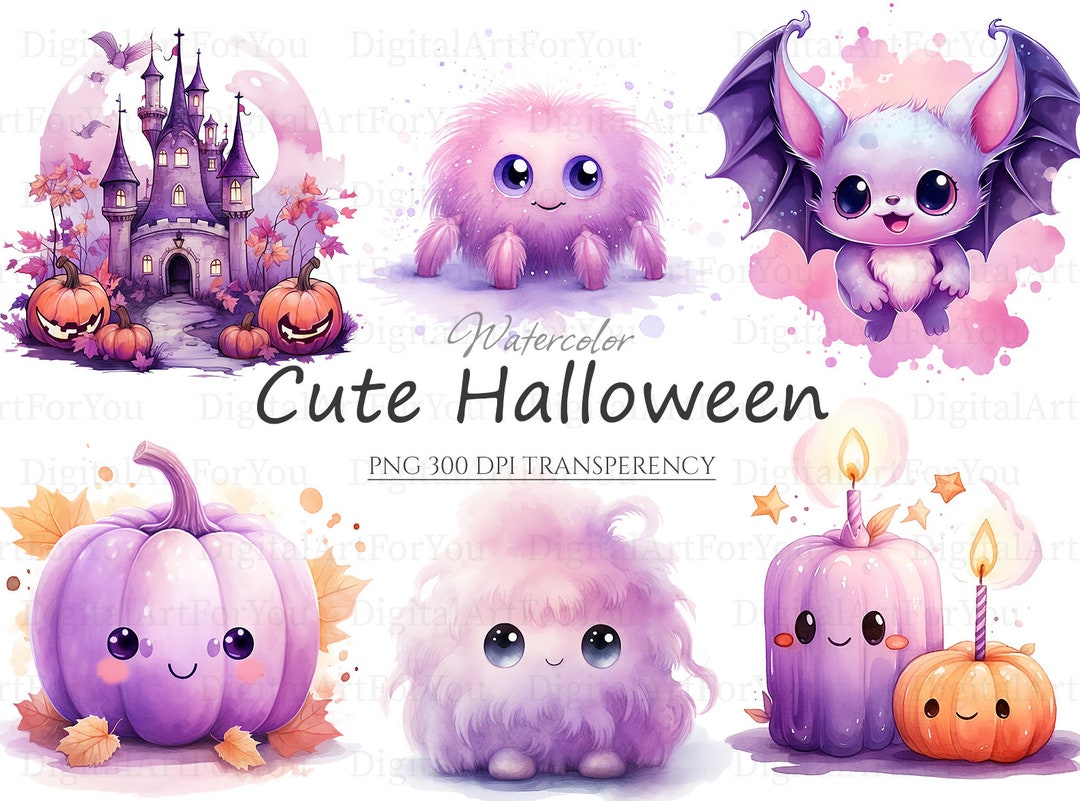 Cute Pastel Halloween Clipart 25pc PNG & SVG Pumpkin PNG Bundle Ghost ...