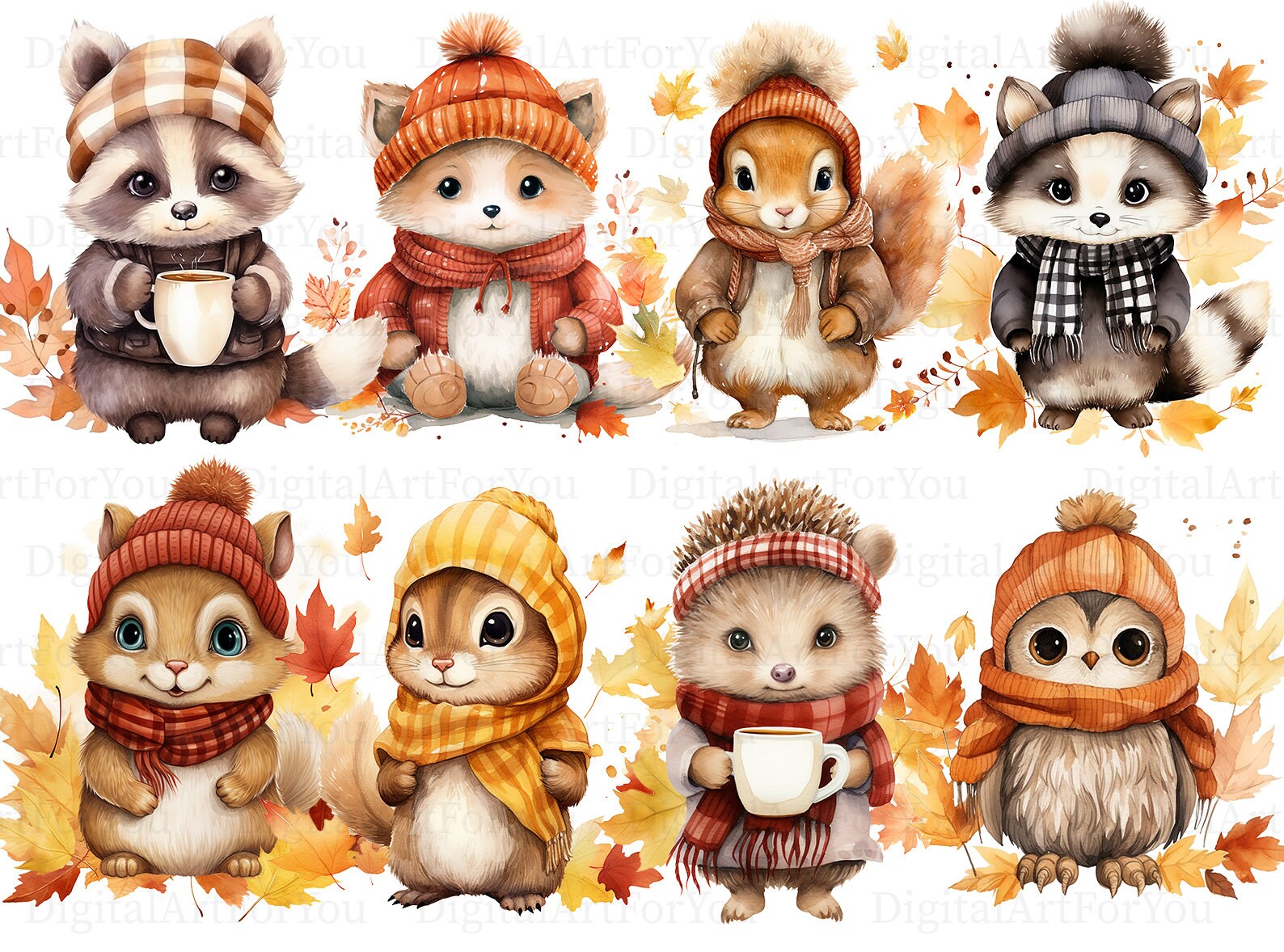 Fall Baby Animals in Leaves 25pc PNG & SVG Baby Animals Clipart ...