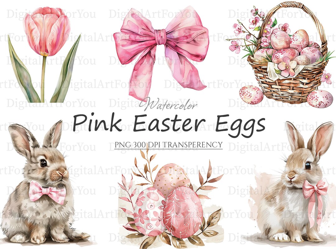 Pink Easter Eggs Clipart 25pc PNG & SVG | Pastel Easter Clipart ...