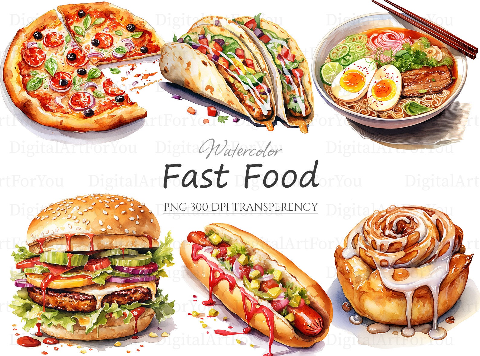 Fast Food Clipart 25pc PNG & SVG Street Food Clipart Transparent ...