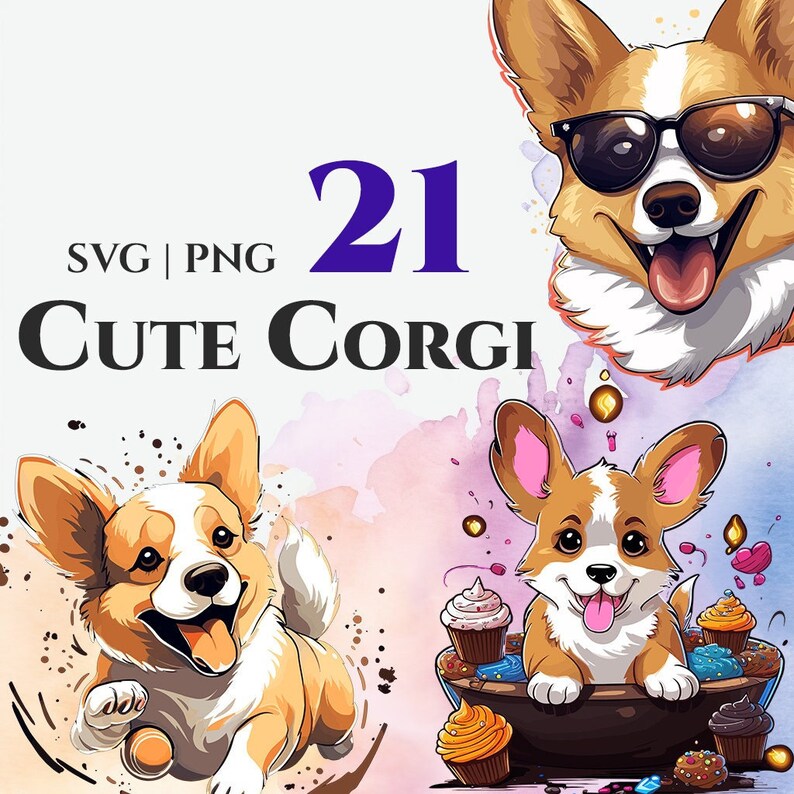 Corgi Clipart Cute Puppy Dog Digital Illustration, Transparent PNG ...