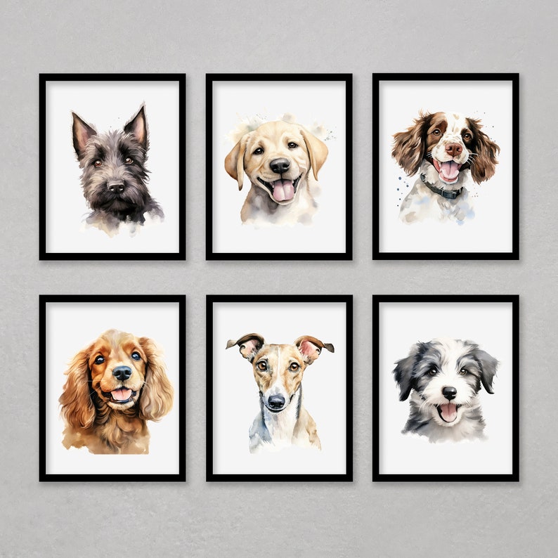 Dog 20pc PNG Watercolor Clipart, Cute Breeds, Puppies Bundle PNG, Puppy ...