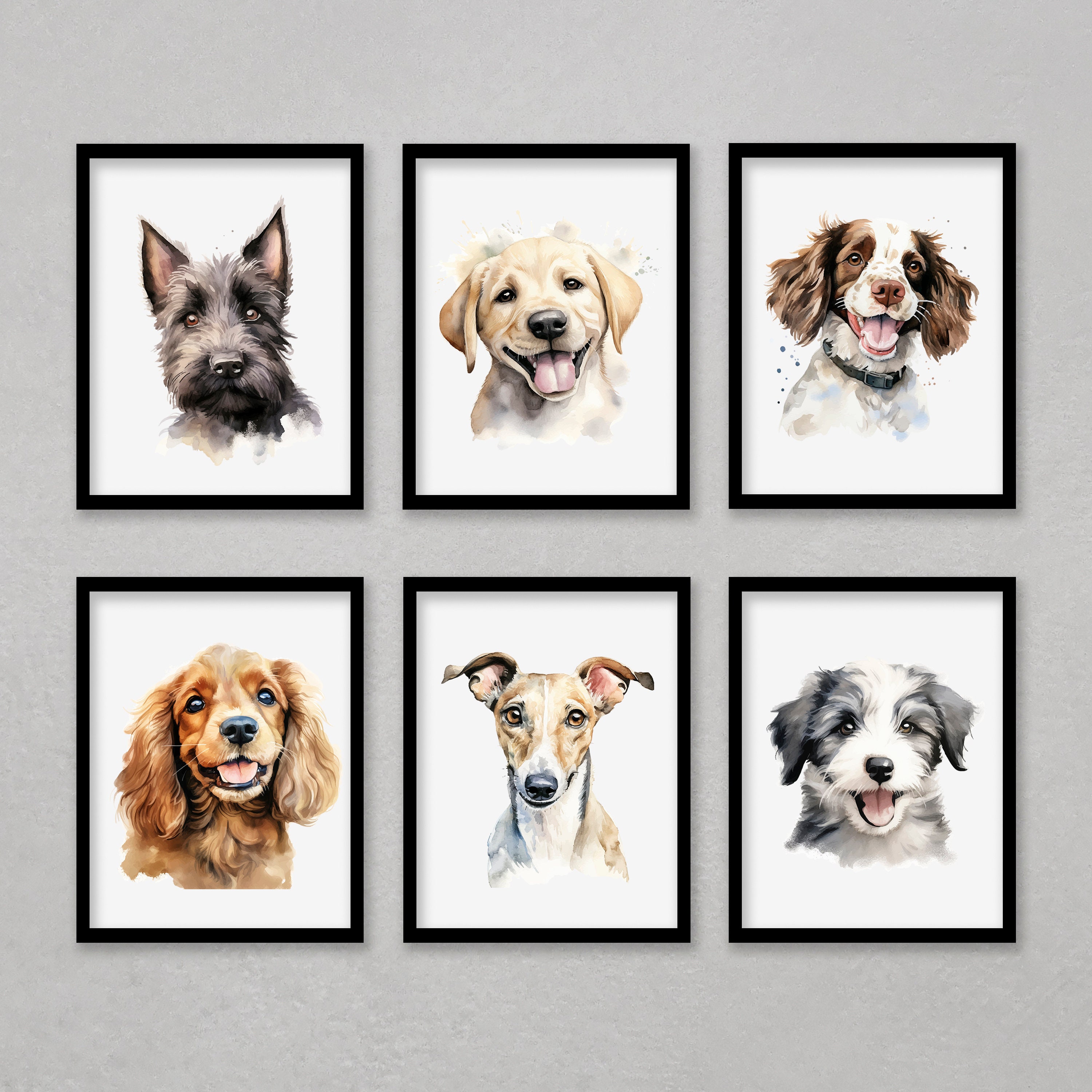 Dog 20pc PNG Watercolor Clipart, Cute Breeds, Puppies Bundle PNG, Puppy ...