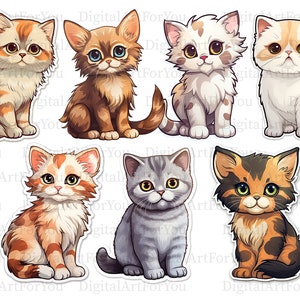 Cute Cat Clipart 25pc PNG & SVG | Cats Breeds |card Making | Printable ...
