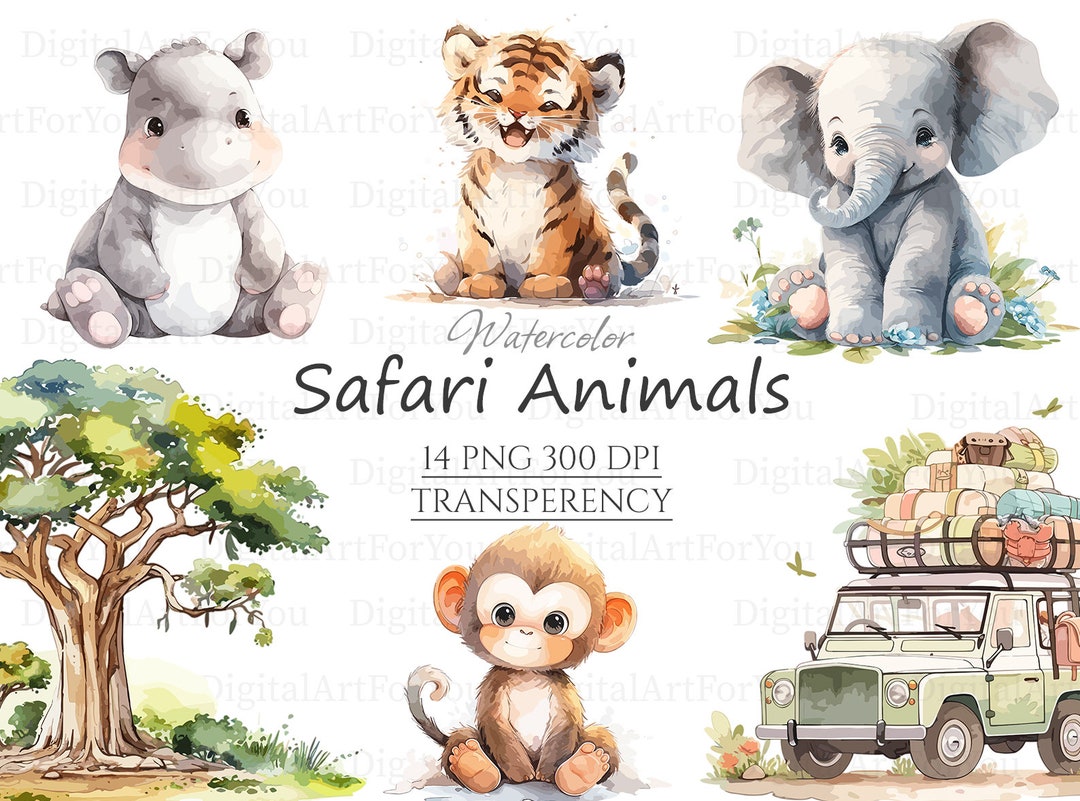 Safari Baby Animals 14pc PNG & SVG | Clipart | Baby Animals Transparent ...