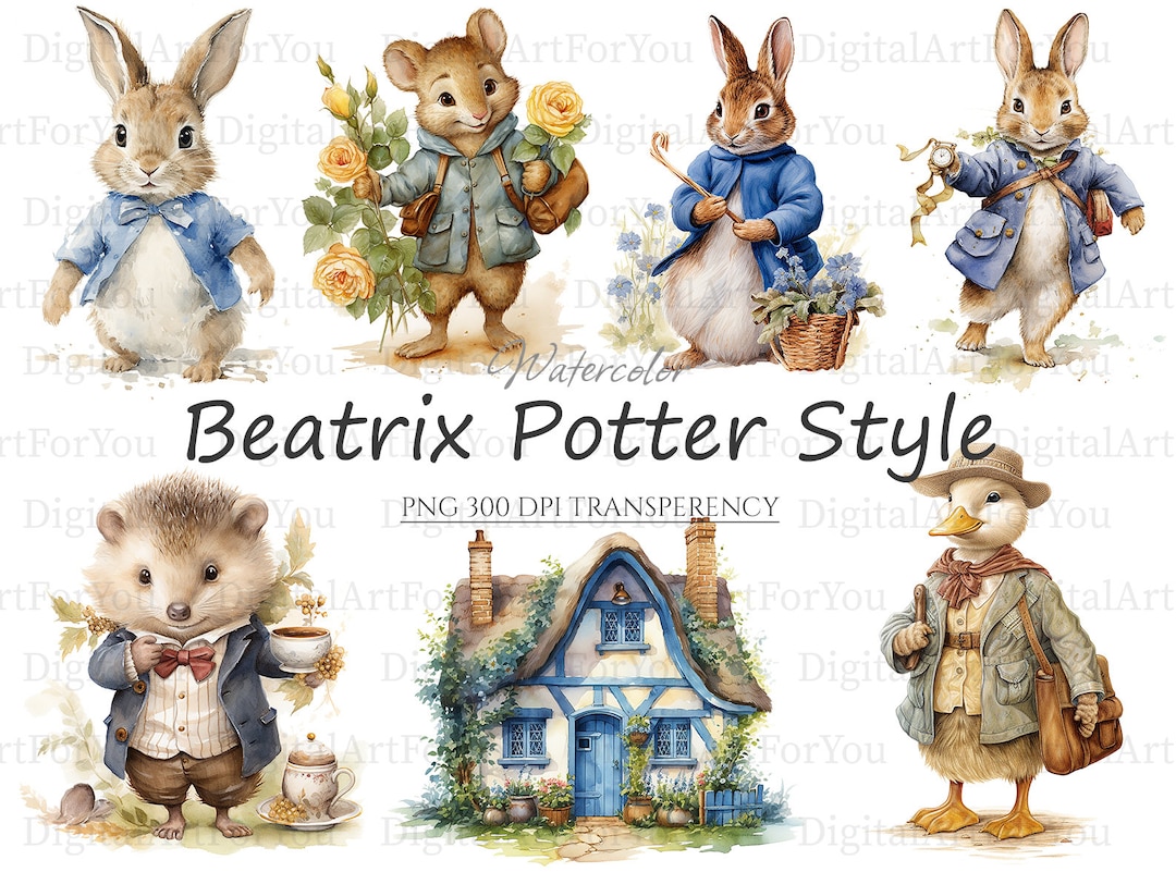 Beatrix Potter Style PNG & SVG Clipart | Baby Shower | Birthday Nursery ...